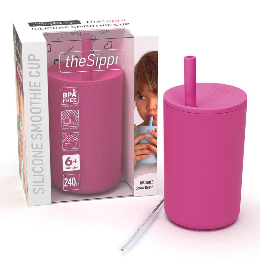 Kids Smoothie Cup with Straw & Lid | Sippy Silicone Training Cup ...